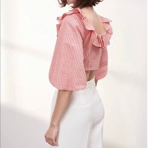Zara | Tops | Zara Red And White Striped Ruffle Blouse | Poshmark